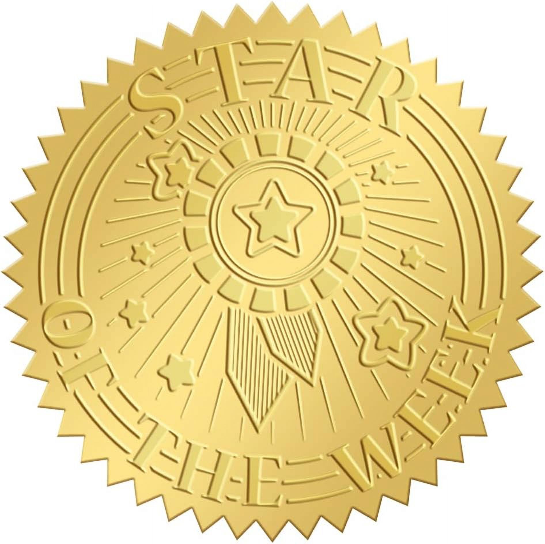 2 Inch Envelope Seals Stickers Star of The Week 100pcs Embossed Foil ...