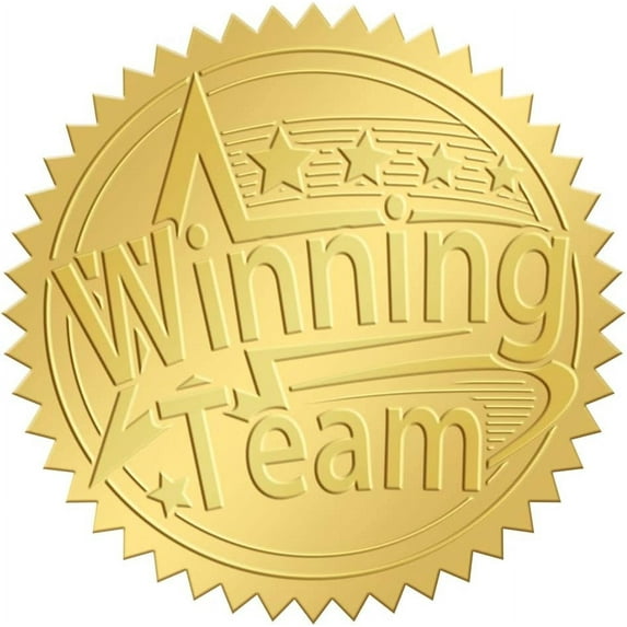 2 Inch Envelope Seals Stickers Winning Team 100pcs Embossed Foil Seals ...