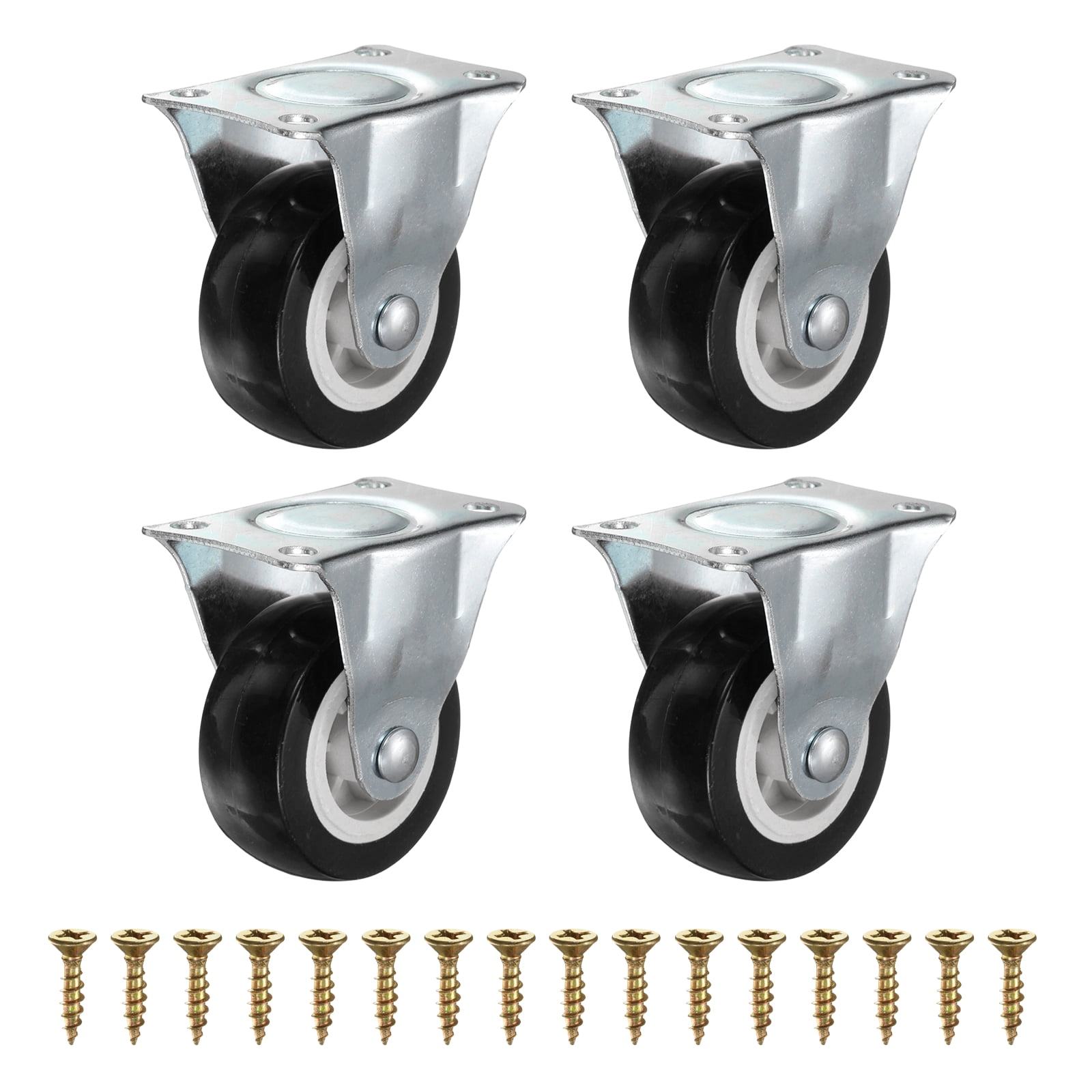 2 Inch Fixed Caster Wheels, No Bearing Small Non-Swivel Casters Wheels ...