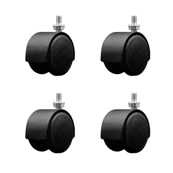 2 Inch Floor Safe Black Hooded Twin Wheel Caster 5/16 Threaded Stem Set ...