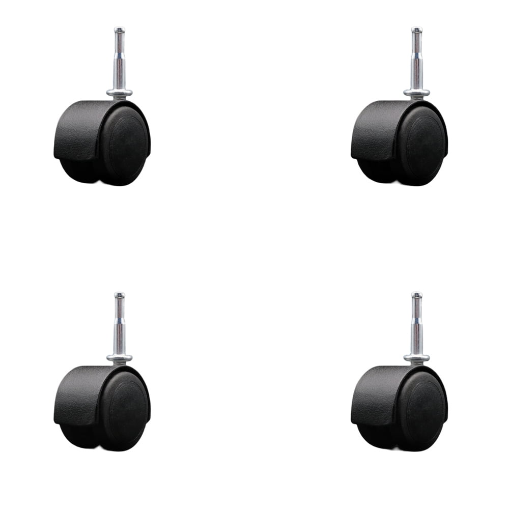 2 Inch Floor Safe Black Hooded Twin Wheel Caster Grip Neck Stem Set of ...