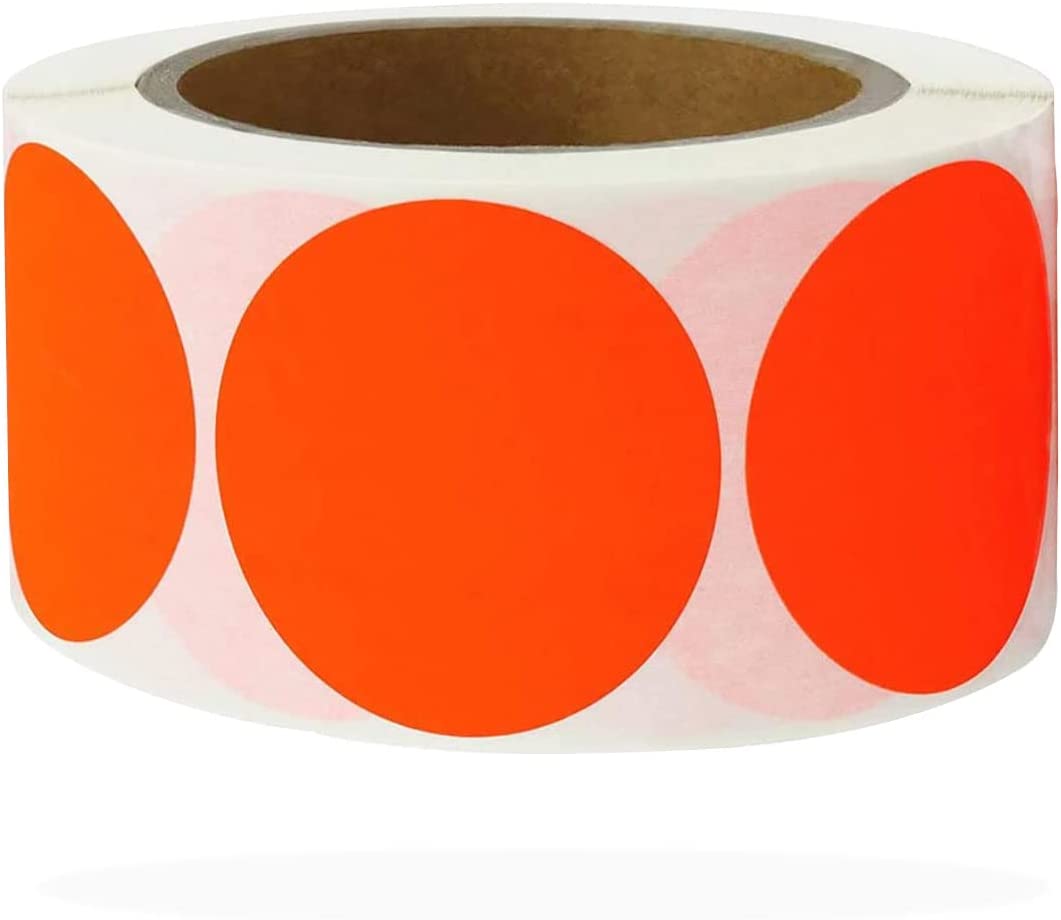 2 Inch Fluorescent red Orange Round Stickers Dots Labels, 500 Circle ...