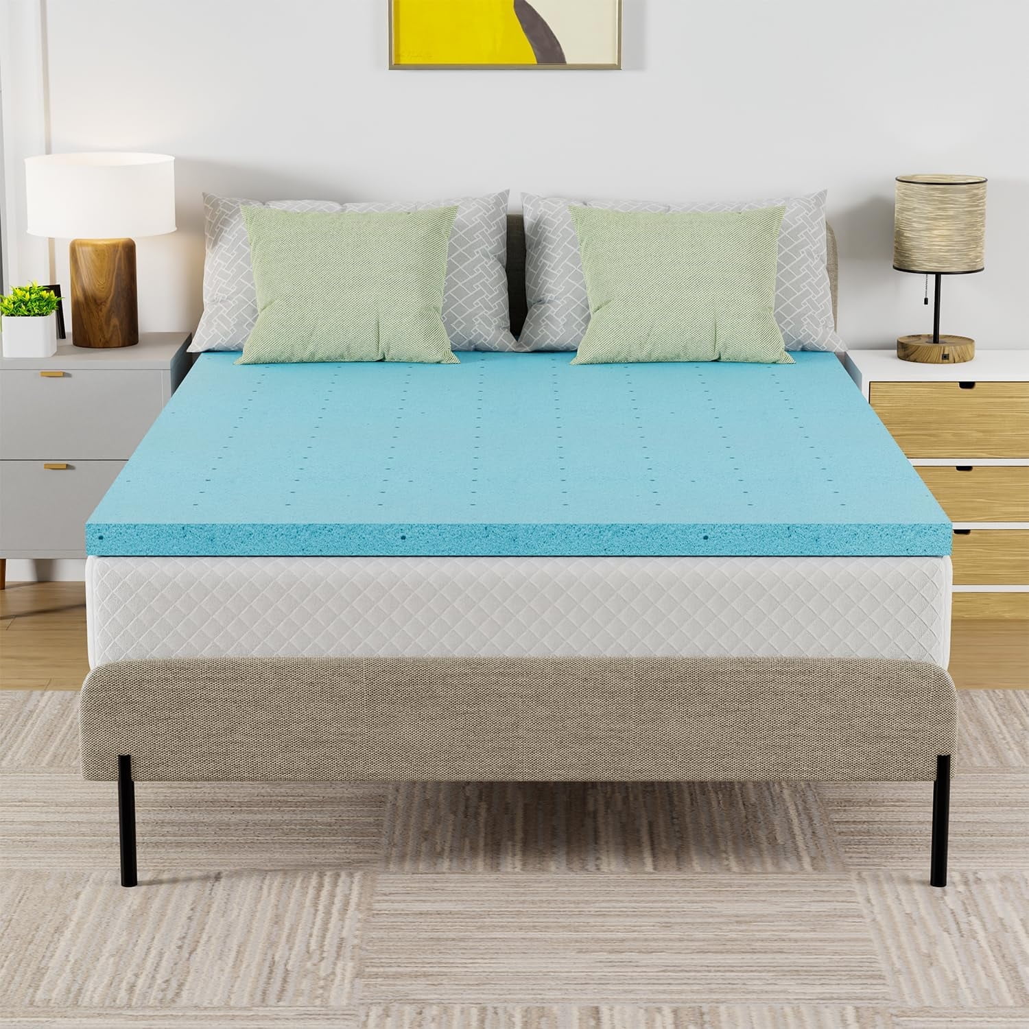 2 Inch Gel Infused Memory Foam Full Size Memory Foam Mattress Topper ...