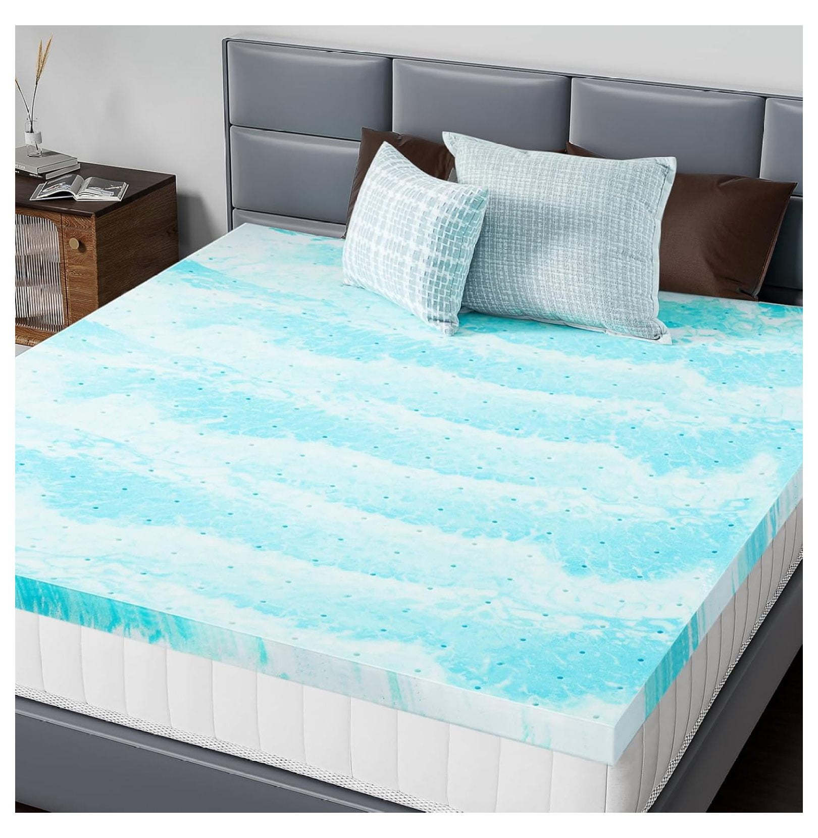 2 Inch Gel Memory Foam Bed Topper for Full Size Bed, Certified, Cooling ...