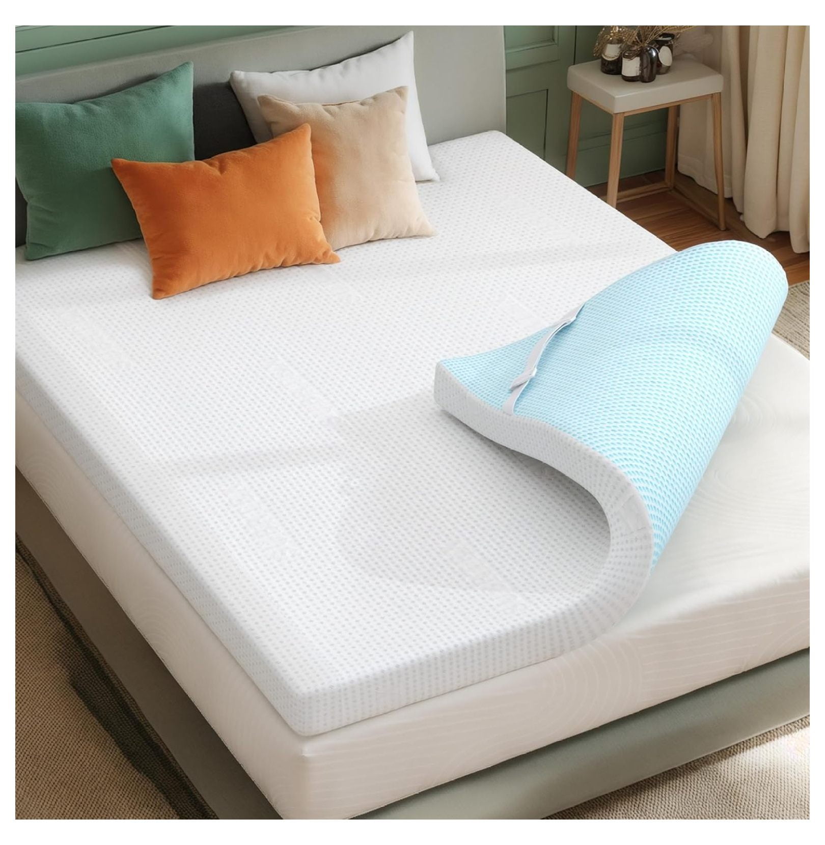2 Inch Gel Memory Foam Mattress Topper Full, Ventilated Breathable ...