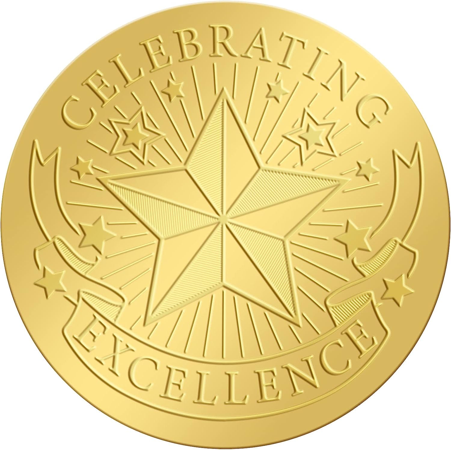 2 Inch Gold Embossed Envelope Seals Stickers Celebrating Excellence ...