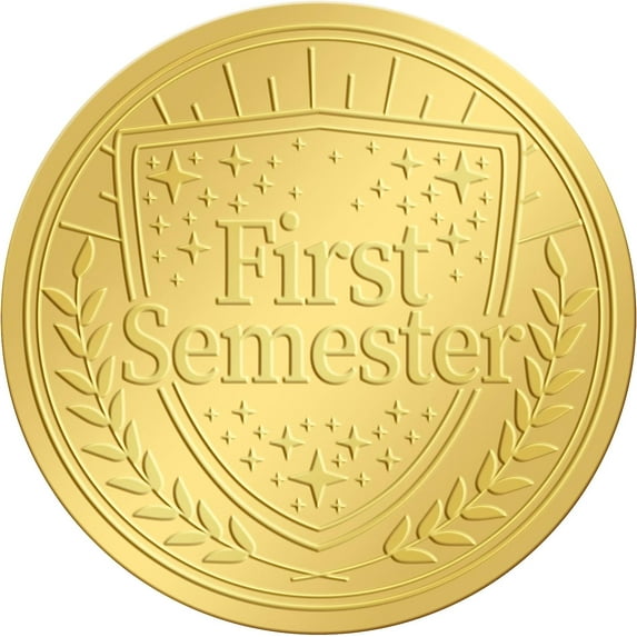 2 Inch Gold Embossed Envelope Seals Stickers First Semester 100pcs ...