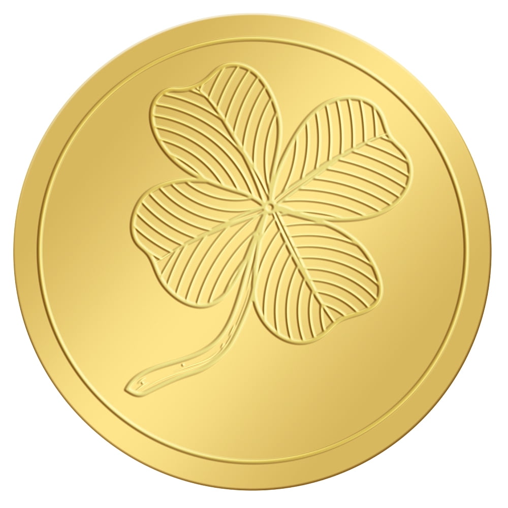 2 Inch Gold Embossed Envelope Seals Stickers Four Leaf Clover 100pcs ...