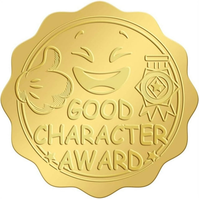 2 Inch Gold Embossed Envelope Seals Stickers Good Character Award ...