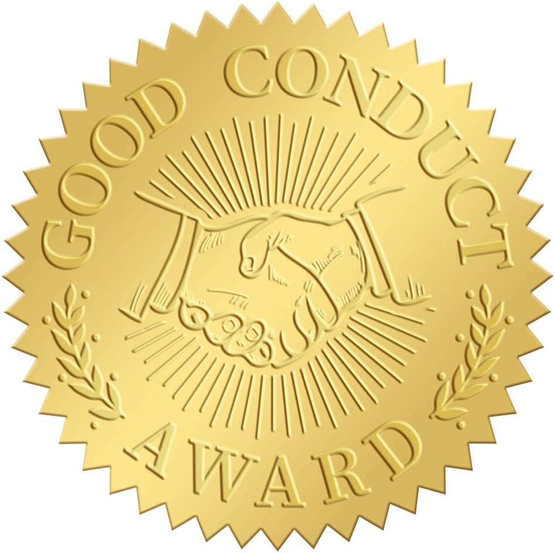 2 Inch Gold Embossed Envelope Seals Stickers Good Conduct Award 100pcs ...