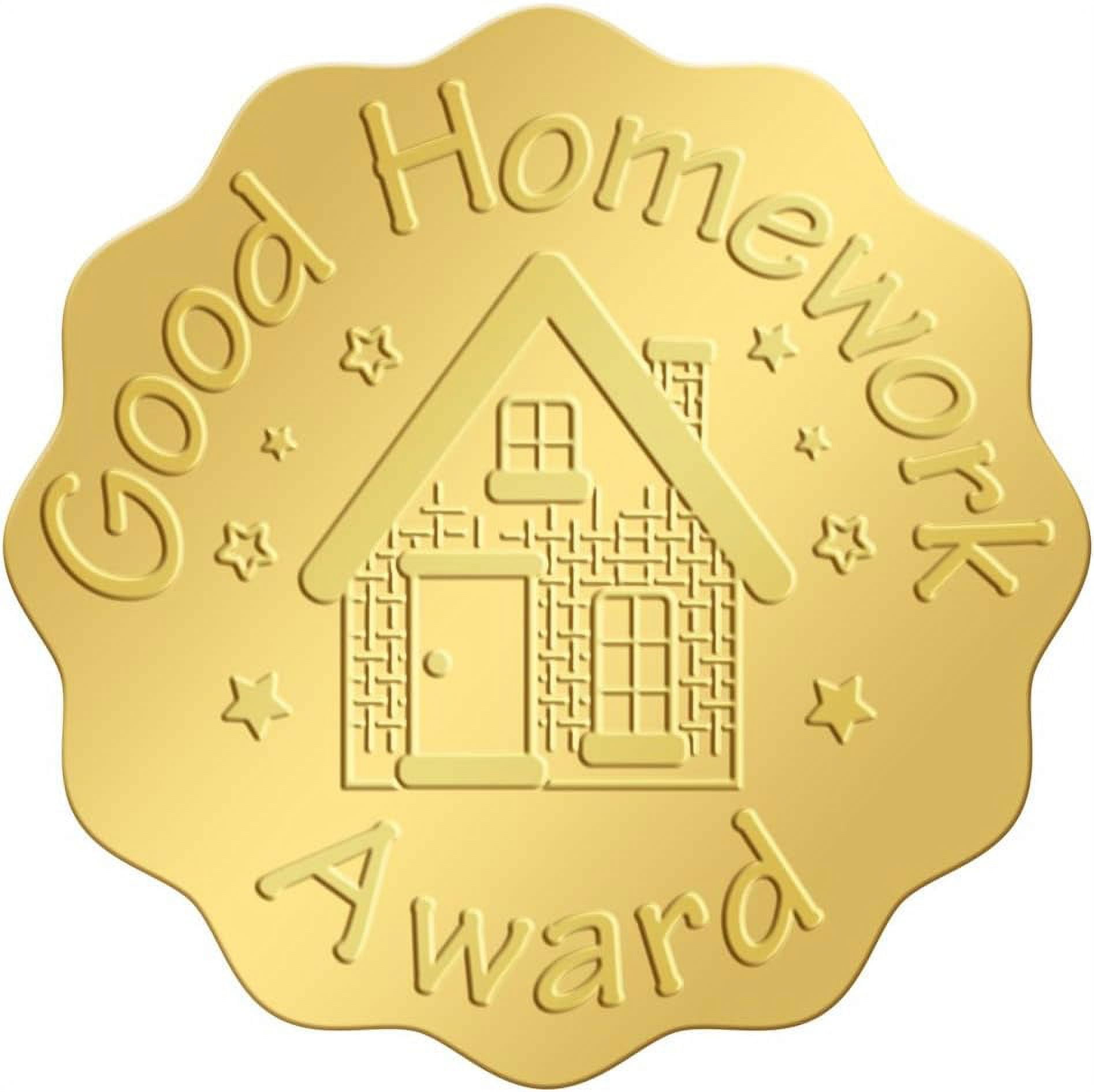 2 Inch Gold Embossed Envelope Seals Stickers Good Homework Award 100pcs ...