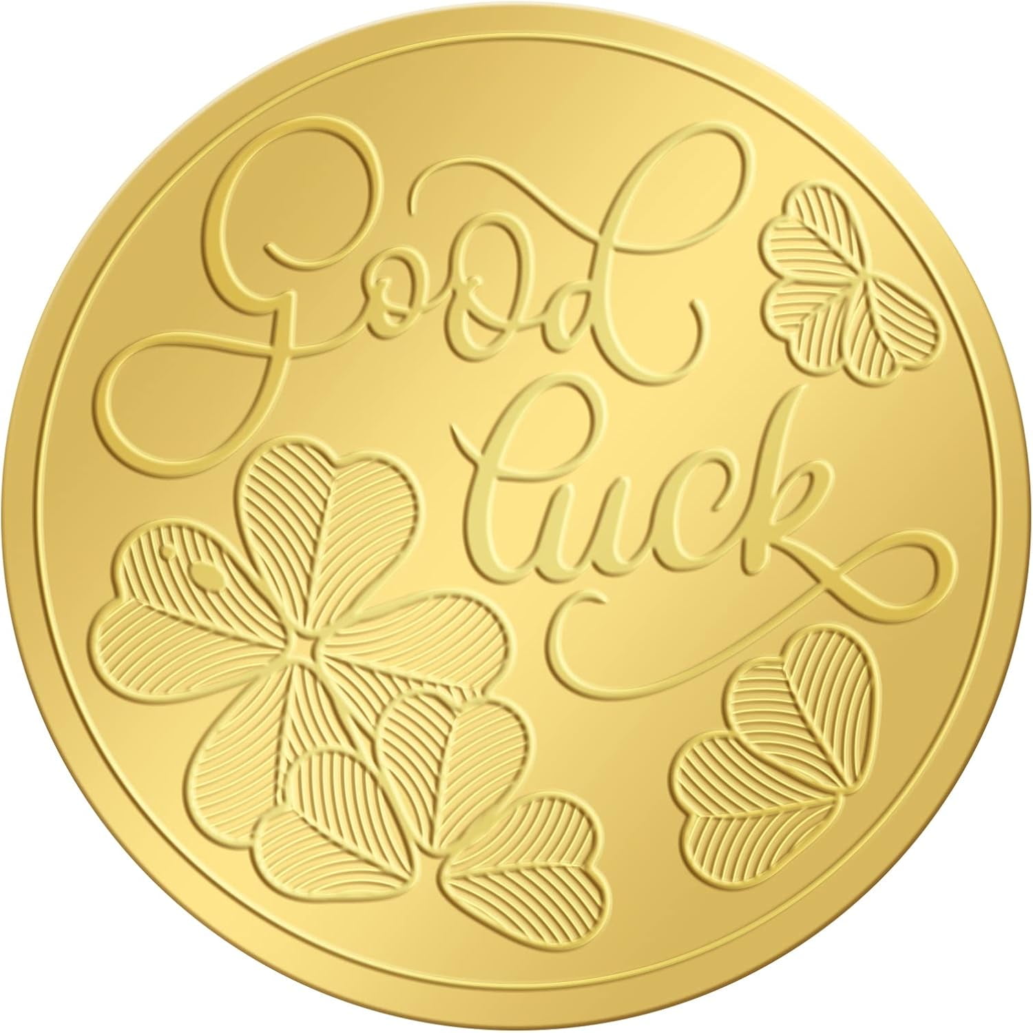 2 Inch Gold Embossed Envelope Seals Stickers Good Luck Four Leaf Clover ...