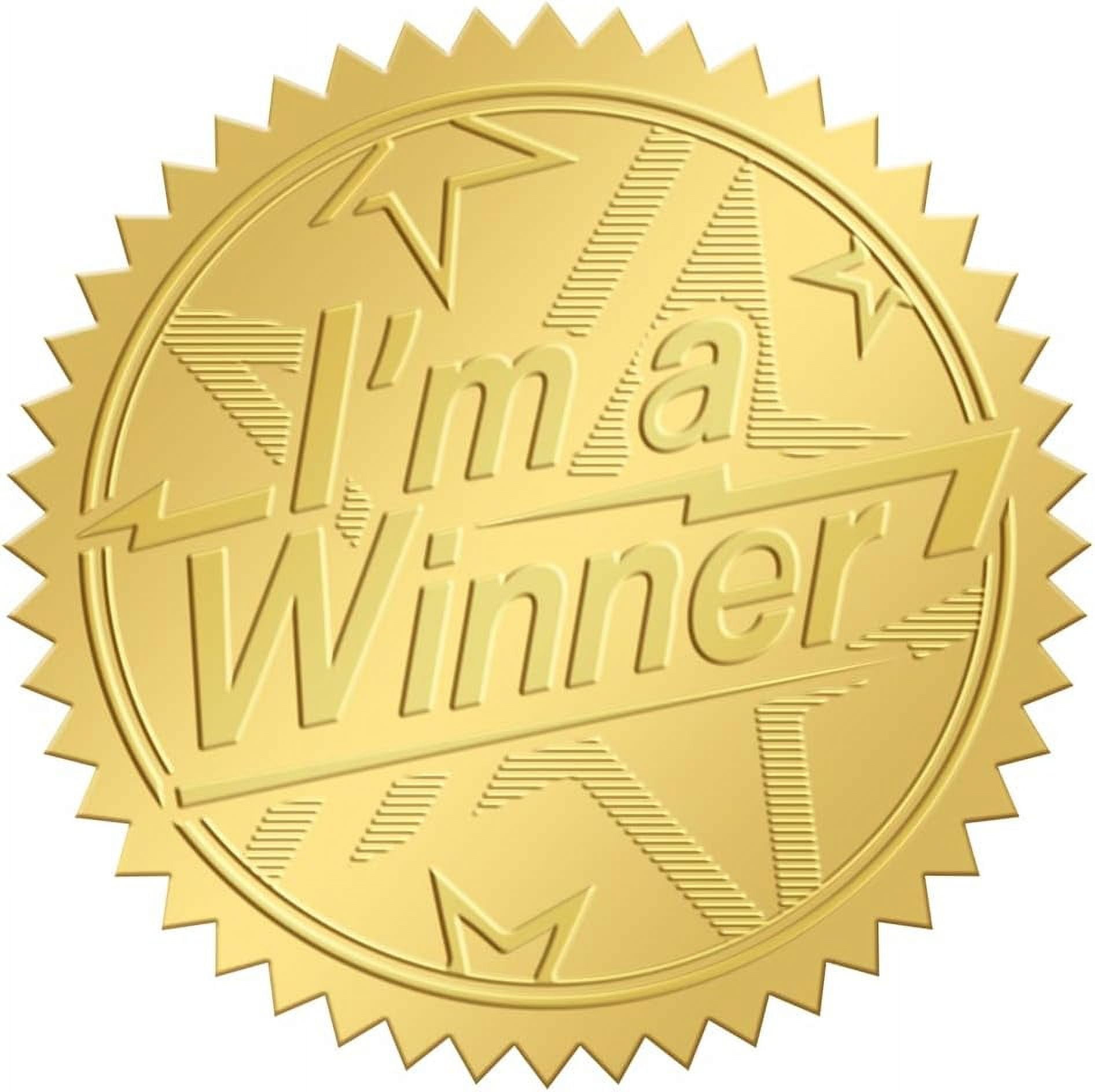2 Inch Gold Embossed Envelope Seals Stickers I’M A Winner Certificate ...