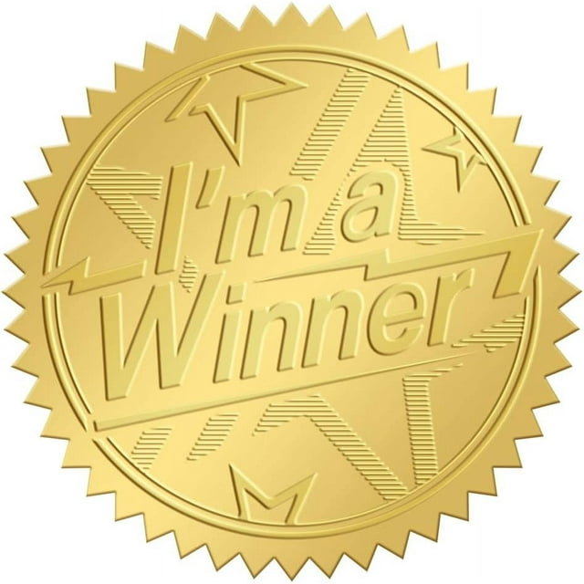 2 Inch Gold Embossed Envelope Seals Stickers I’M A Winner Certificate ...