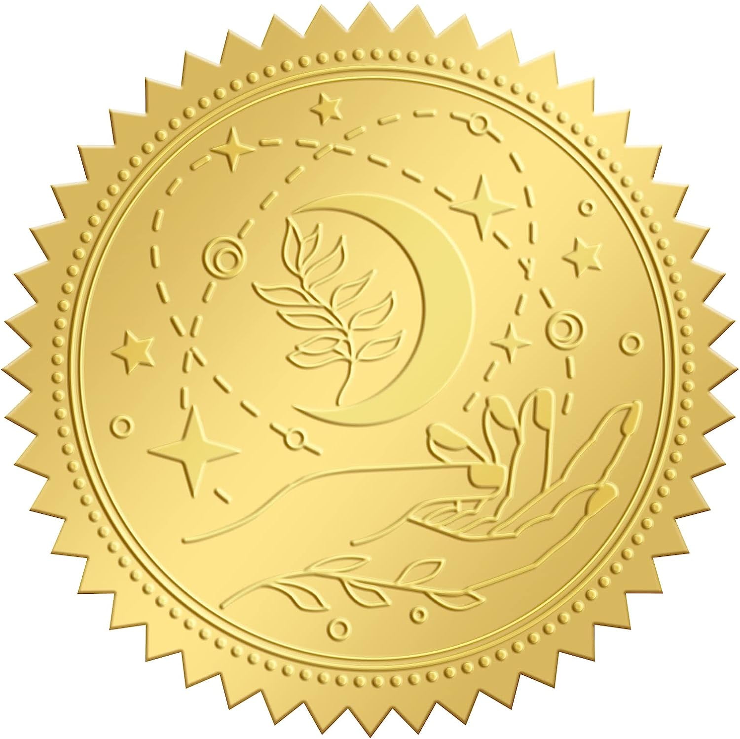 2 Inch Gold Embossed Envelope Seals Stickers Moon 100pcs Round Adhesive ...