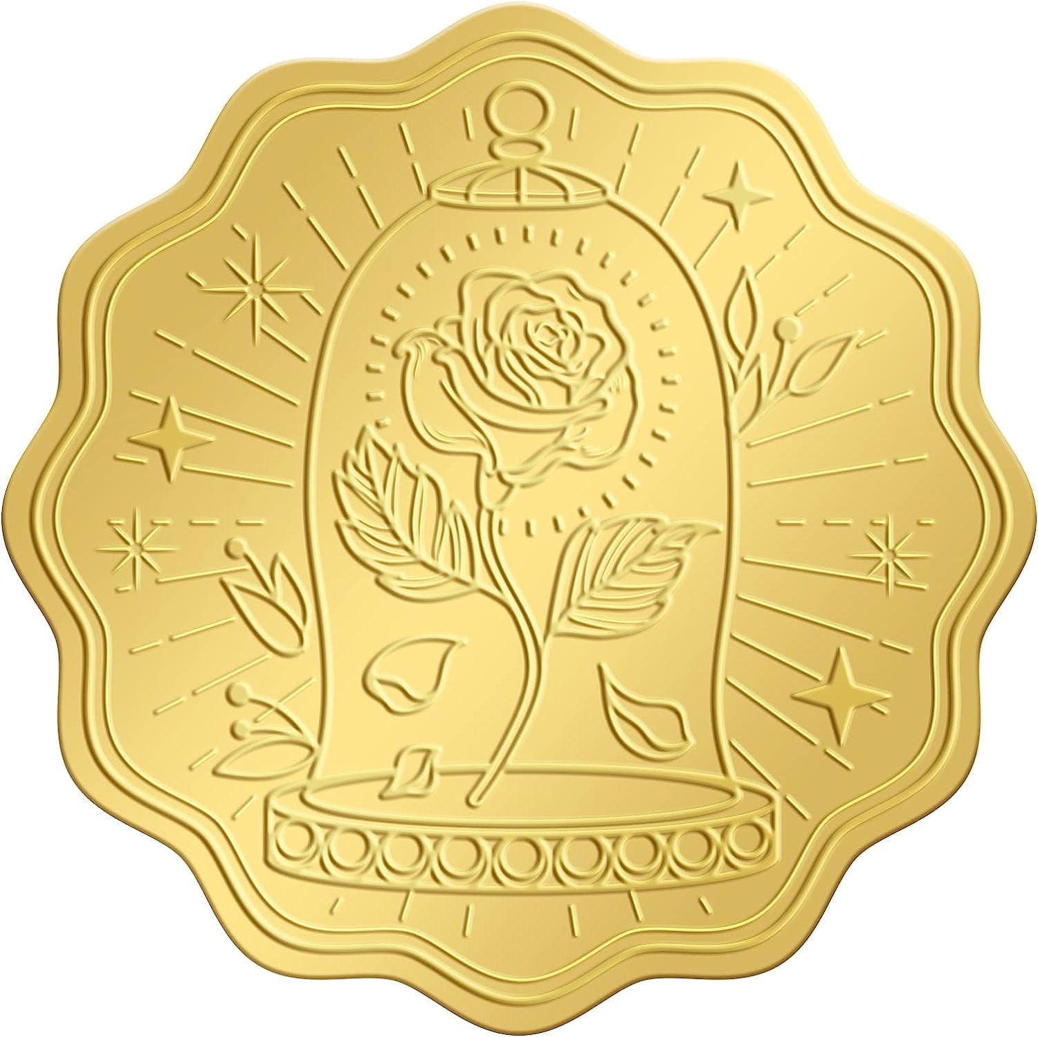 2 Inch Gold Embossed Envelope Seals Stickers Rose 100pcs Round Adhesive ...