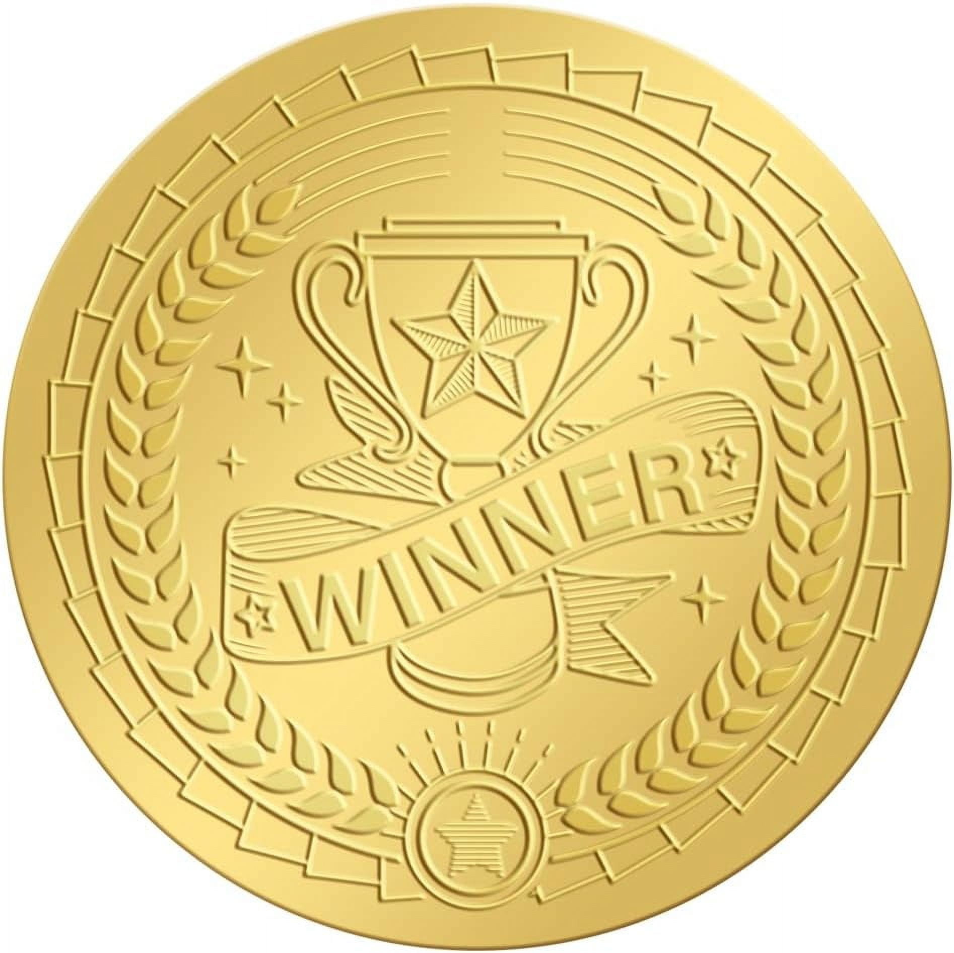 2 Inch Gold Embossed Envelope Seals Stickers Winner Trophy 100pcs ...