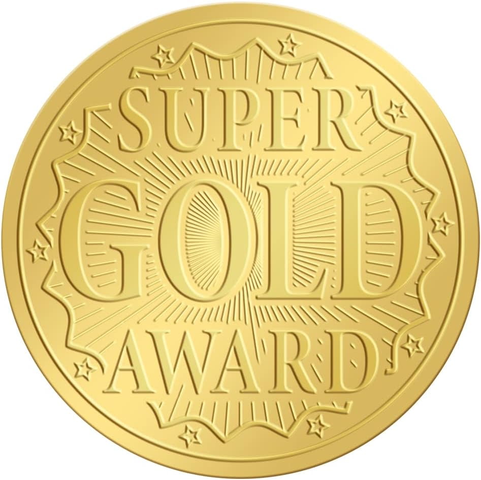 2 Inch Gold Foil Embossed Seals Stickers 100pcs Super Gold Award ...