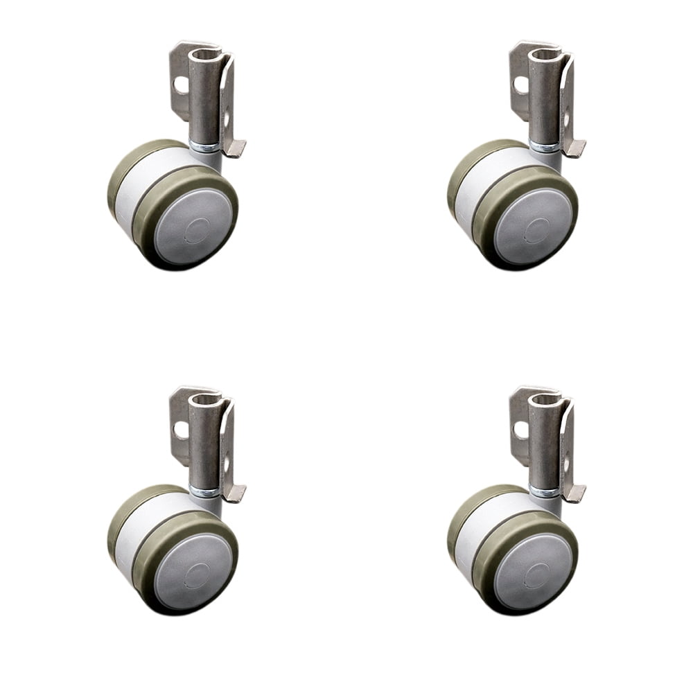 2 Inch Gray Soft Twin Wheel Caster with Inside Mount Set Service Caster ...