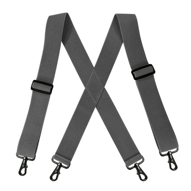 2 Inch Grey Suspenders For Men Adjustable Elastic Suspender With 4 Snap ...