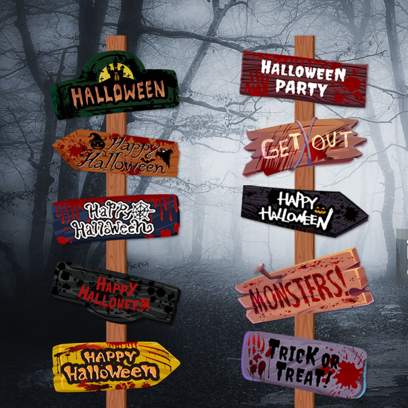 2 Inch Halloween Decor Halloween Decorations: Scary Road Signs, Lawn ...