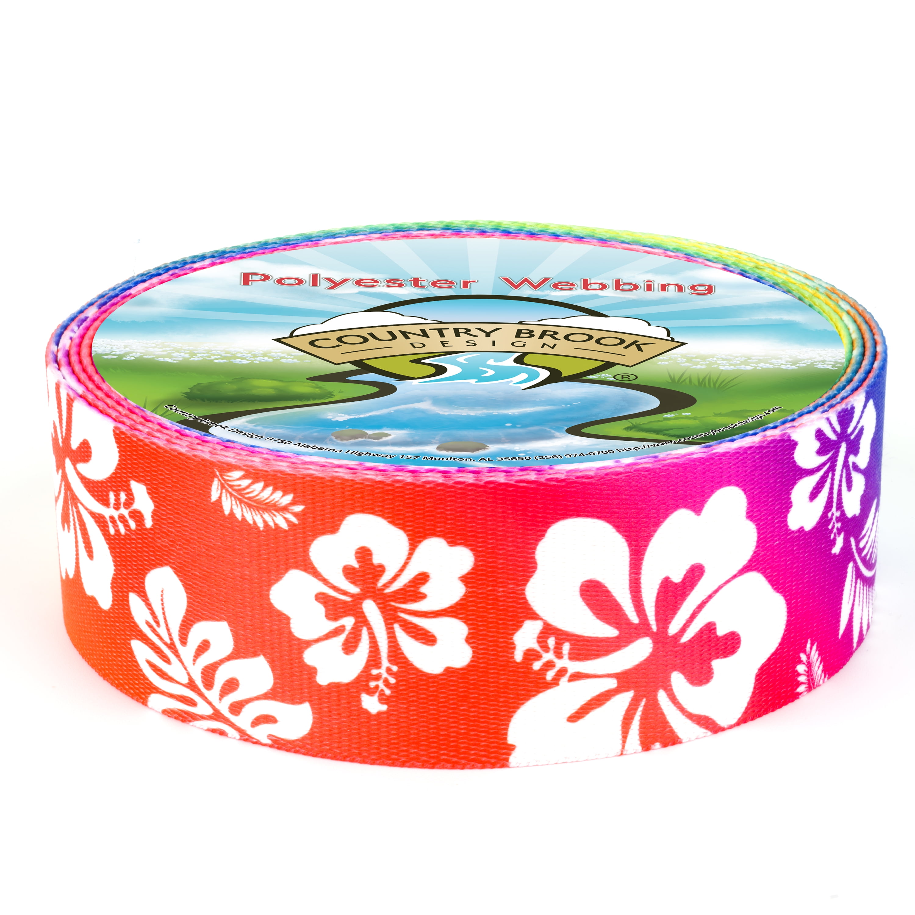 Country Brook Design® 2 Inch Hawaiian Rainbow Polyester Webbing, 50 ...