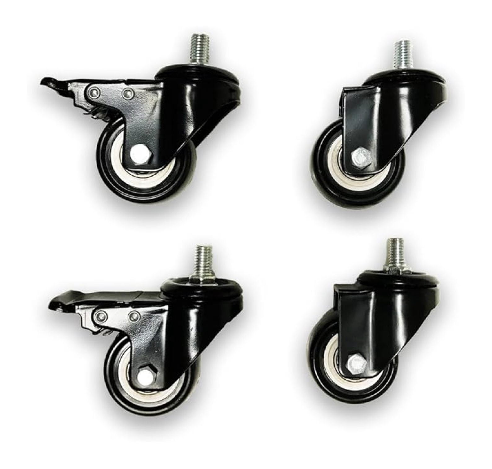 2-Inch Heavy Duty Rubber Caster Wheels with Swiveling Threaded Stem and ...