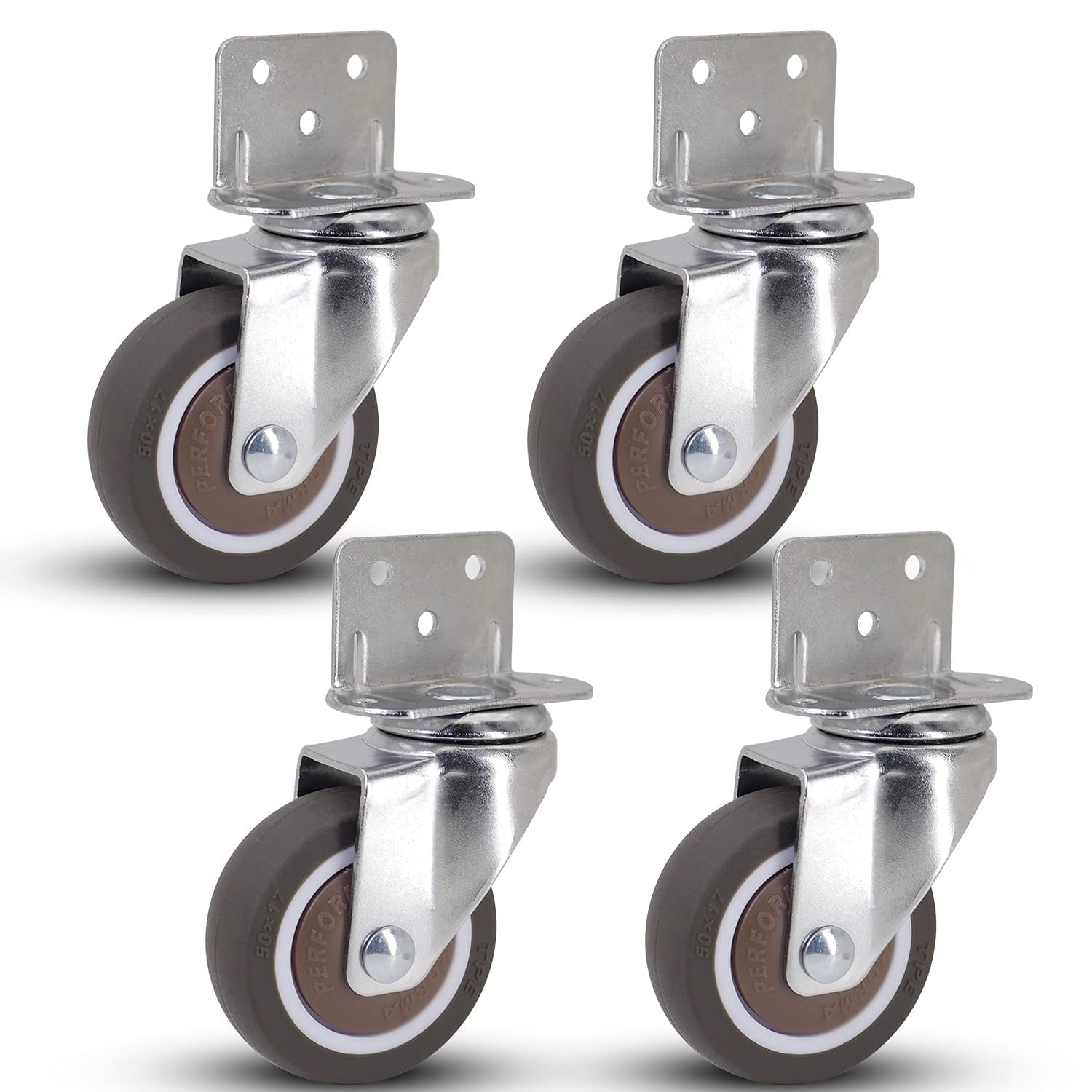 2 Inch L-Shape Plate Swivel Caster, L-Clip Side Mount Install Plate for ...