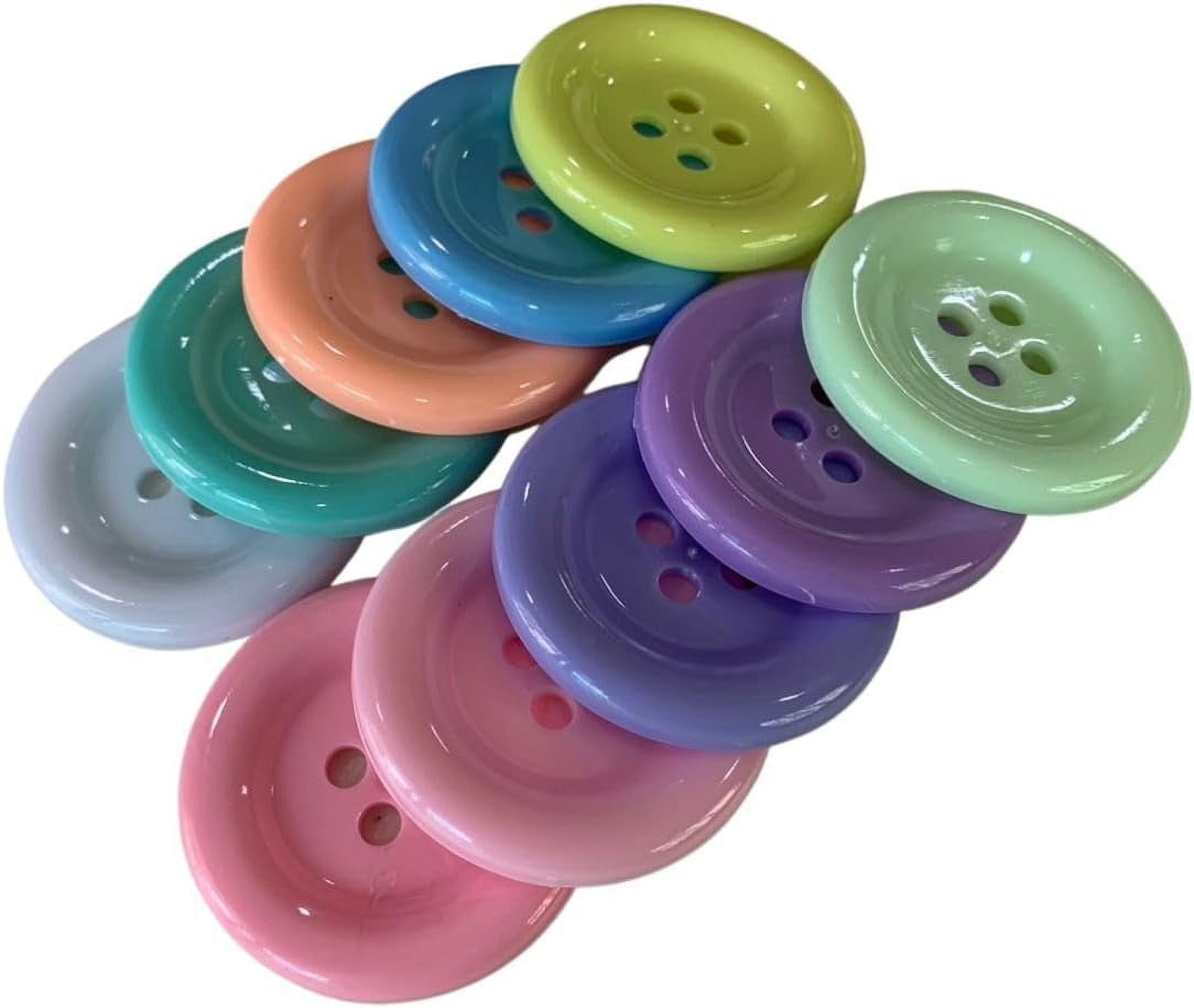 2 Inch Large Button Crafts Flat Plastic Buttons 4 Holes Pastel Color 10 ...