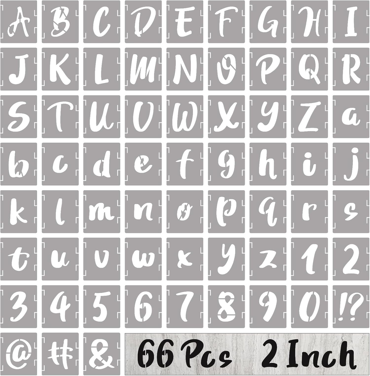 2 Inch Letter Stencils and Numbers, 66 count Alphabet Symbol ...
