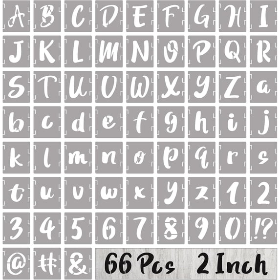 2 Inch Letter Stencils and Numbers, 66 count Alphabet Symbol ...