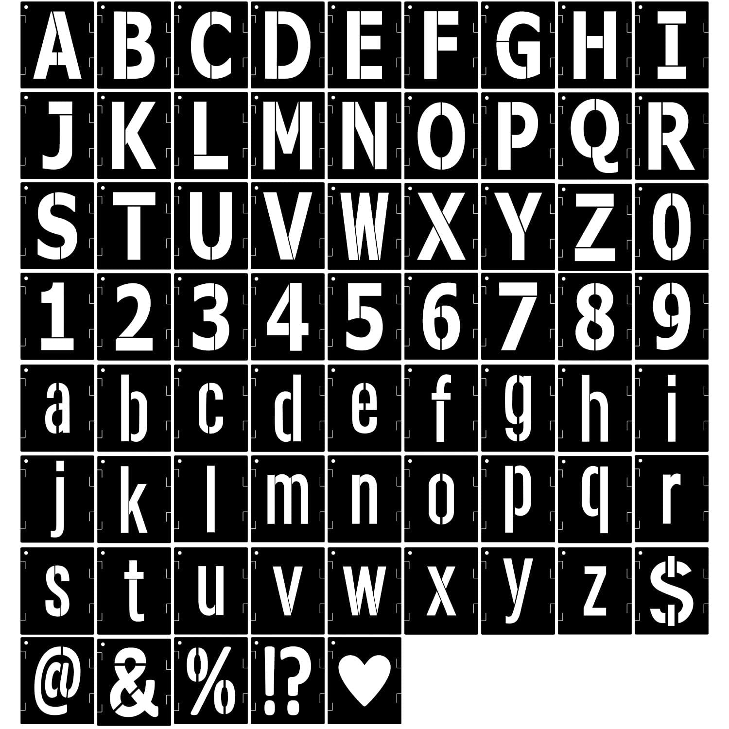 2 Inch Letter Stencils Symbol Numbers Stencil, 68 Reusable Alphabet Art ...