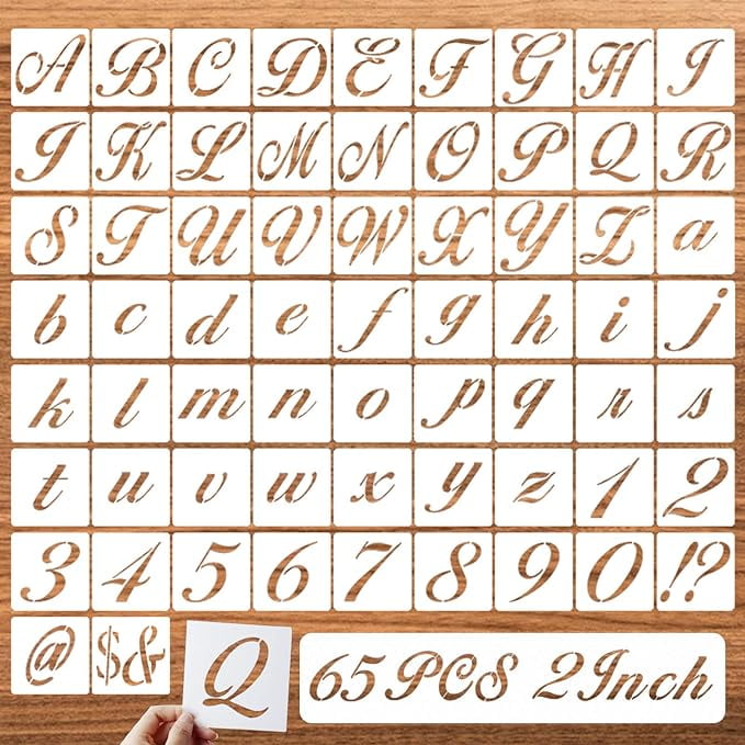 2 Inch Letter Symbol Stencils for Painting on Wood, 65 Pcs Alphabet ...