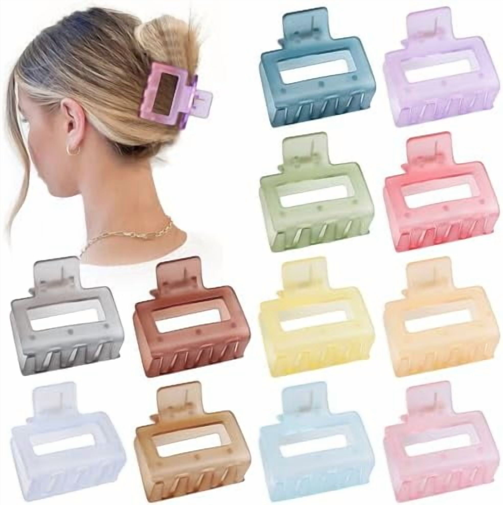 2 Inch Medium Hair Claw Clips 12 count Square Hair Clips for Thin Hair ...