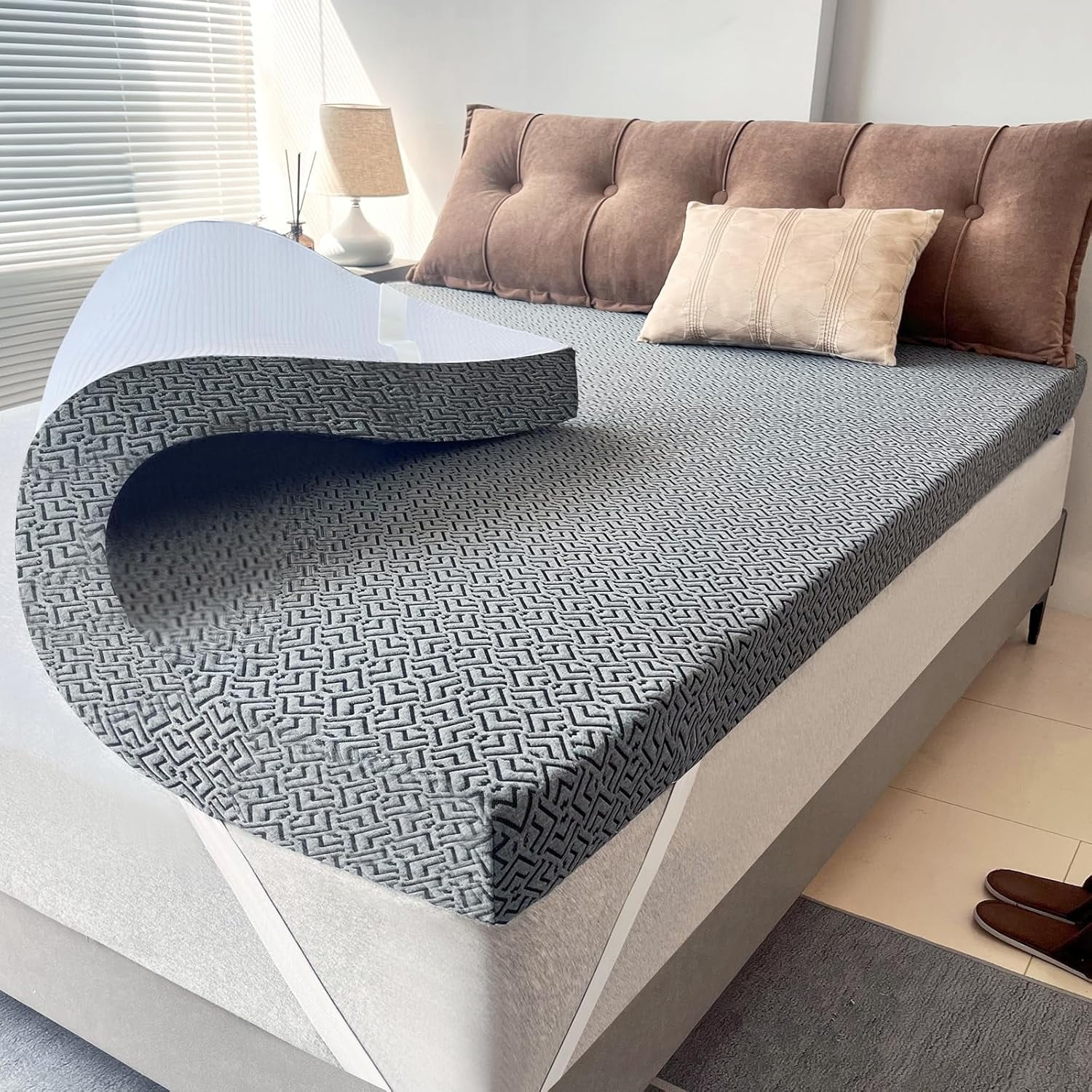 2 Inch Memory Foam Mattress Topper,Cooling Gel Infused High Density (60 ...