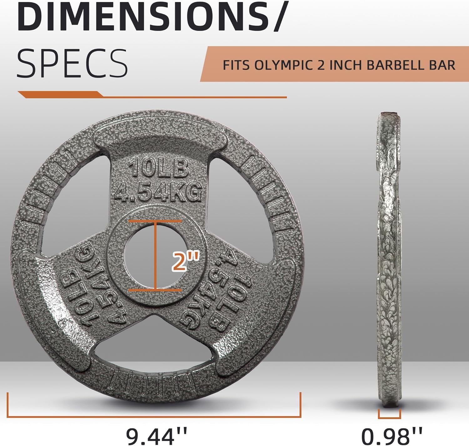 2-Inch Olympic Cast Iron Plate Weight Plate Set with Clamps for ...