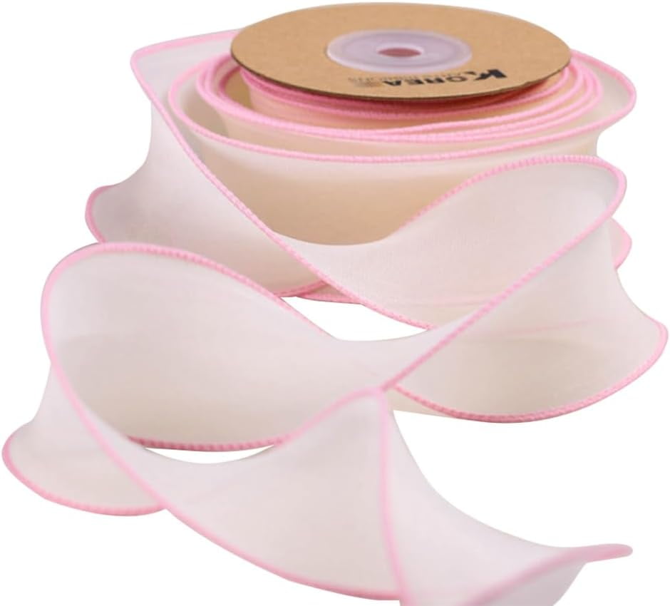 2 Inch Pink Sheer Wired Ribbon Organza Chiffon Ribbon Pastel Candy ...