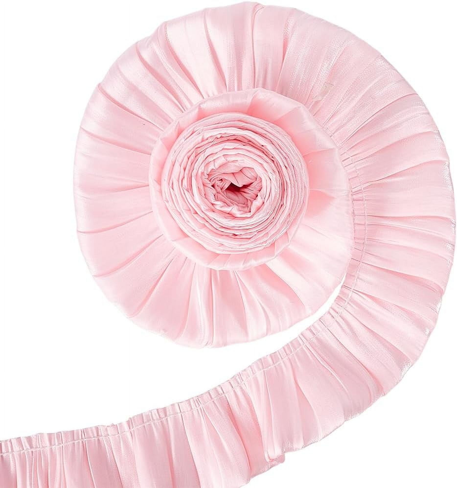 2 Inch Pleated Ribbon Trim Pink Vintage Satin Gathered Ruffle Edge ...
