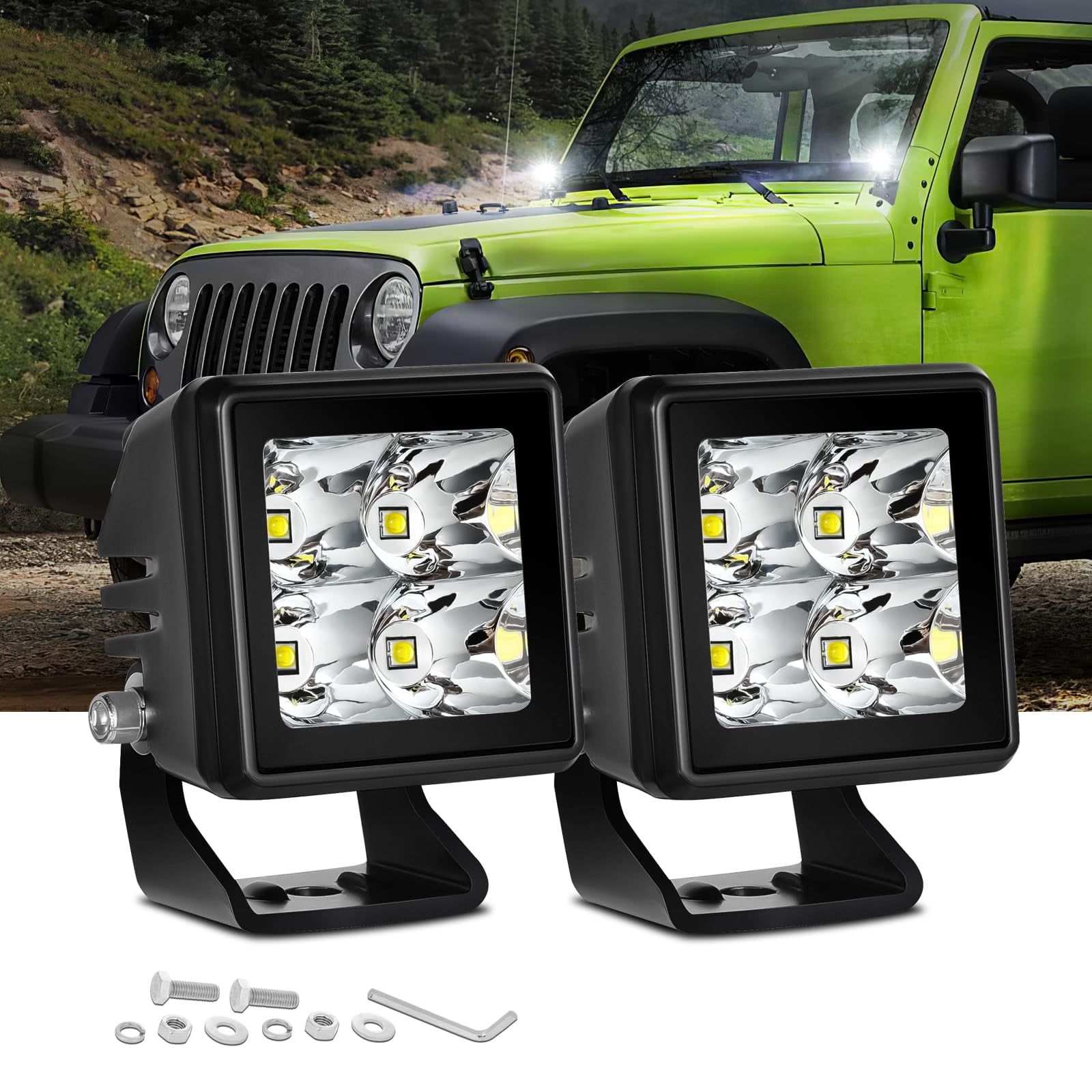 2 Inch Pod Lights, STF9 SWATOW INDUSTRIES 40W 2 Inch LED Pods Spot Cube Lights LED Motorcycle ...