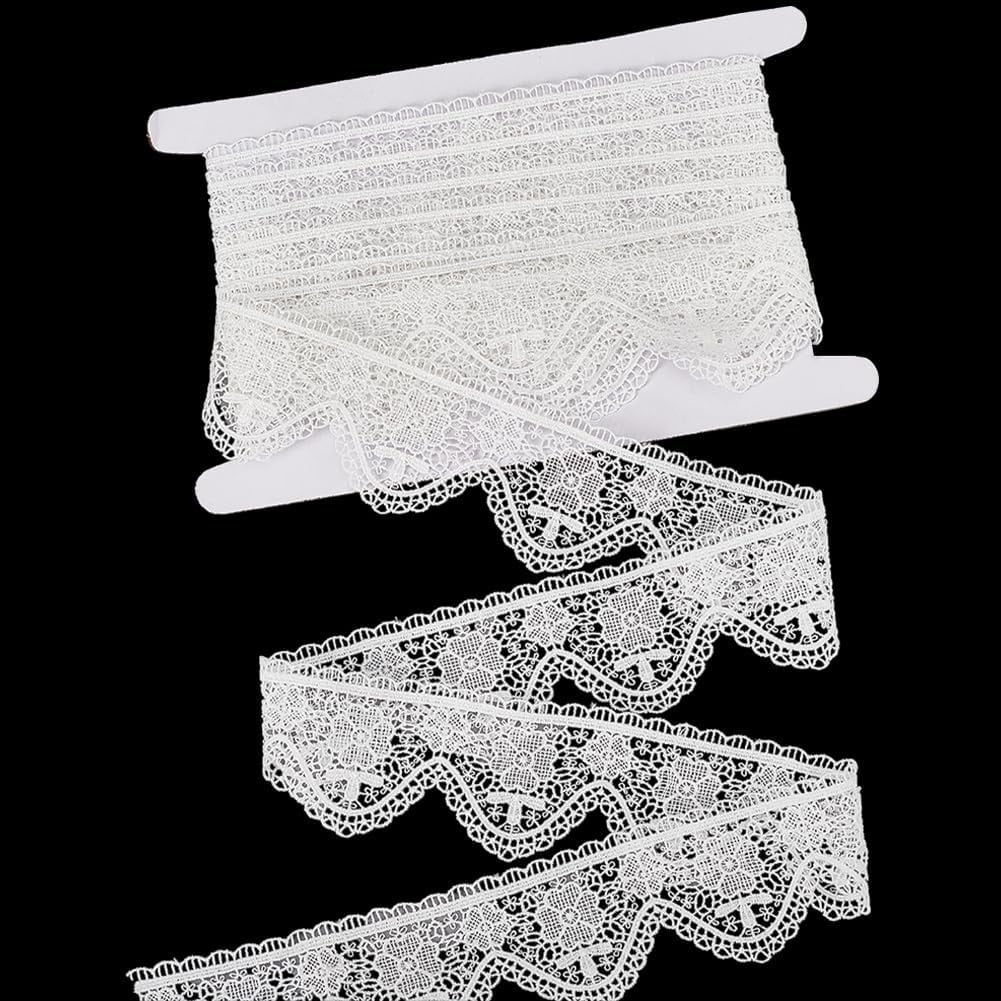 2 Inch Polyester Crochet Lace Trim Vintage White Flower Lace Roll ...