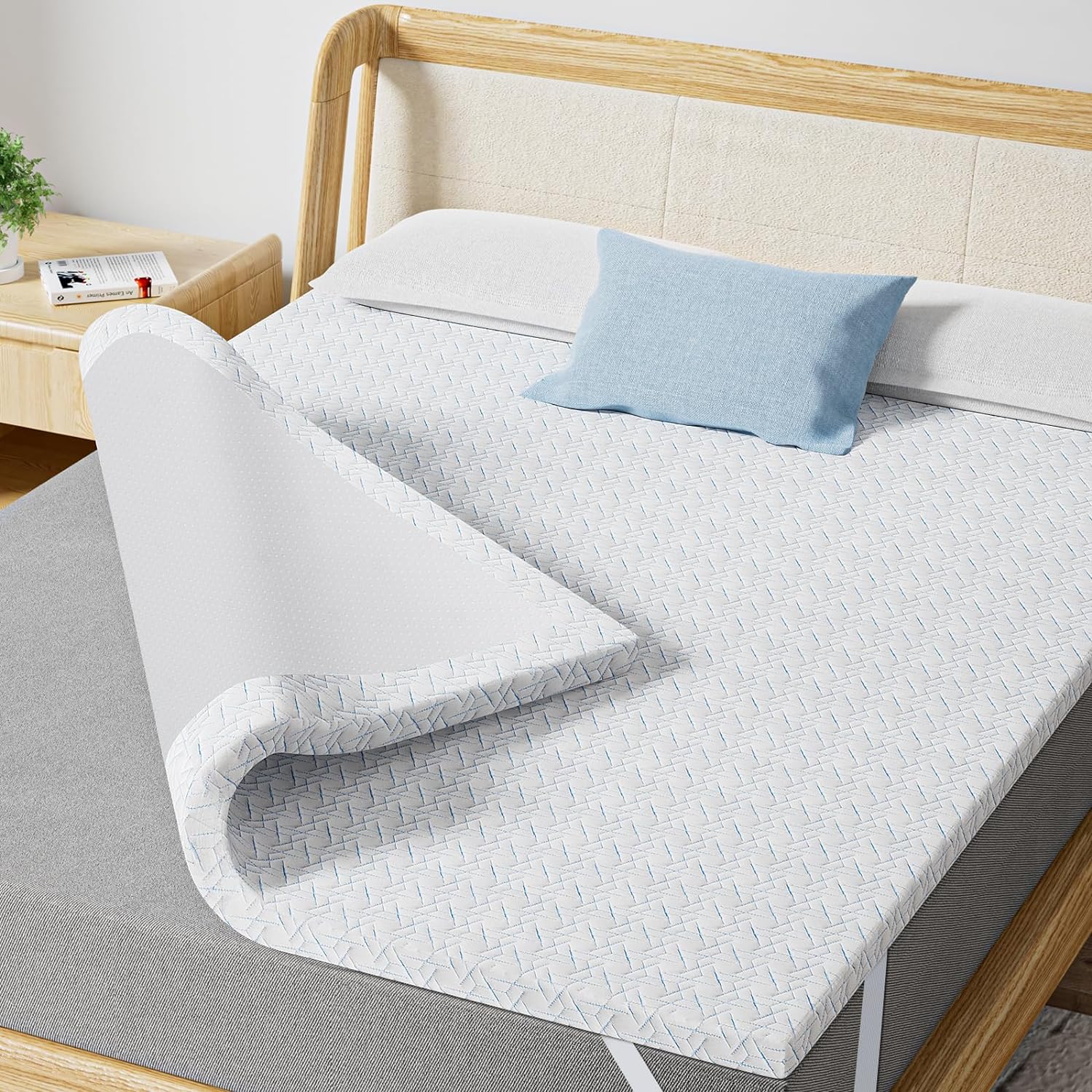 2 Inch Queen Mattress Topper, Premium Soft Cooling Sleep Gel Memory ...