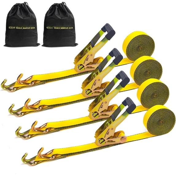 2 Inch Ratchet Straps ,20ft Tie Down Straps Ratchet with Double J Hook ...