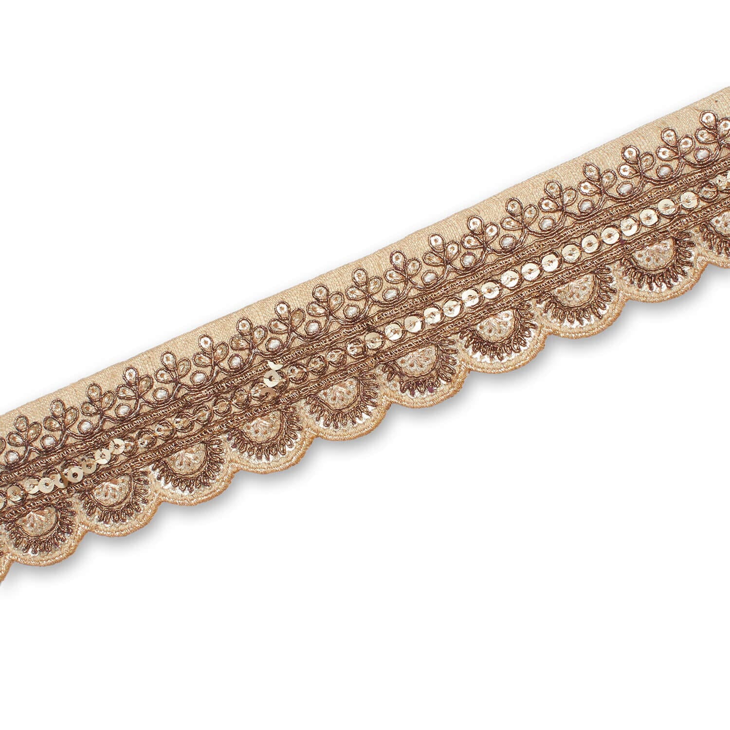 2 Inch Regal Gold Metallic Sequined Cording On Plain Woven Trim By The ...