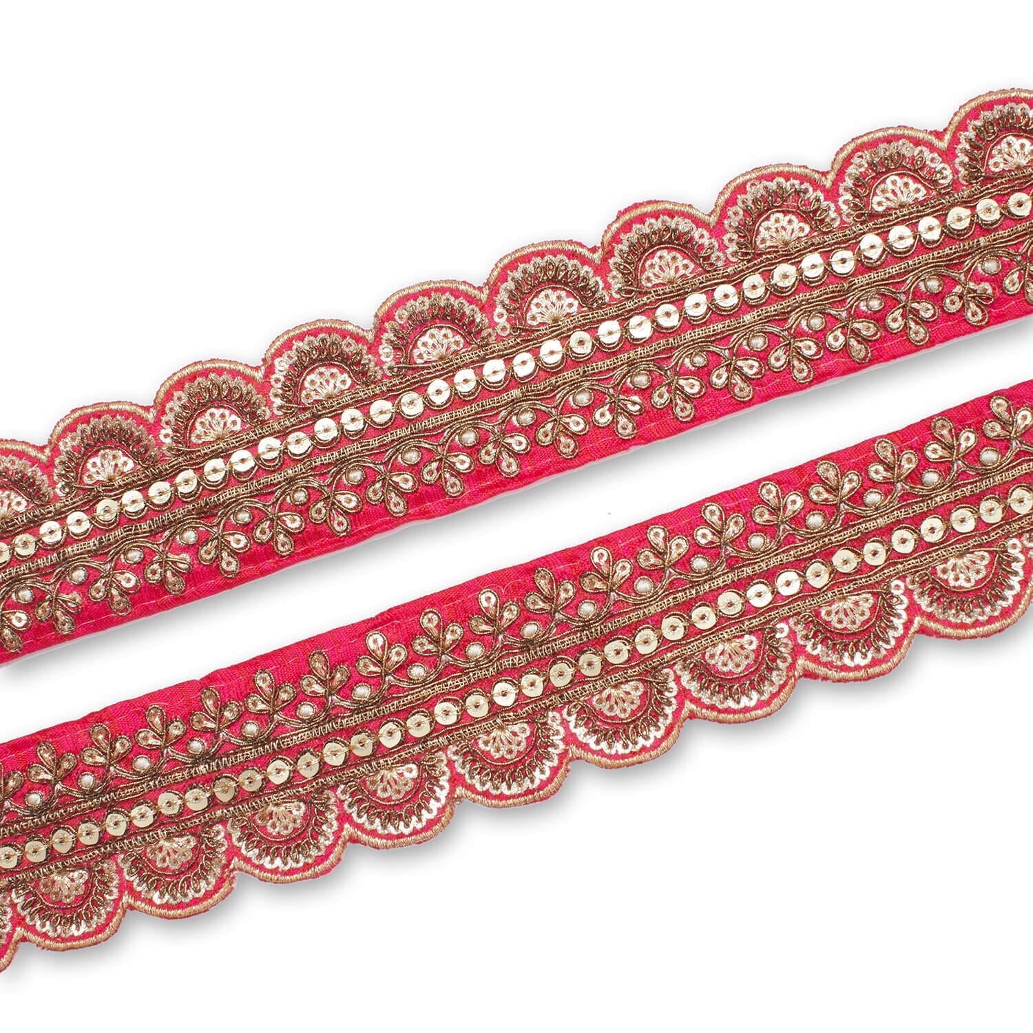 2 Inch Regal Gold Metallic Sequined Cording On Plain Woven Trim By The ...