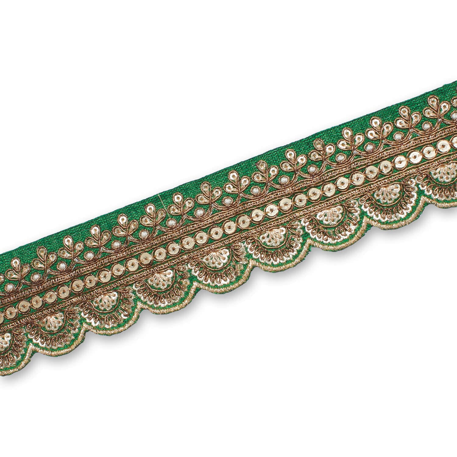 2 Inch Regal Gold Metallic Sequined Cording On Plain Woven Trim By The ...