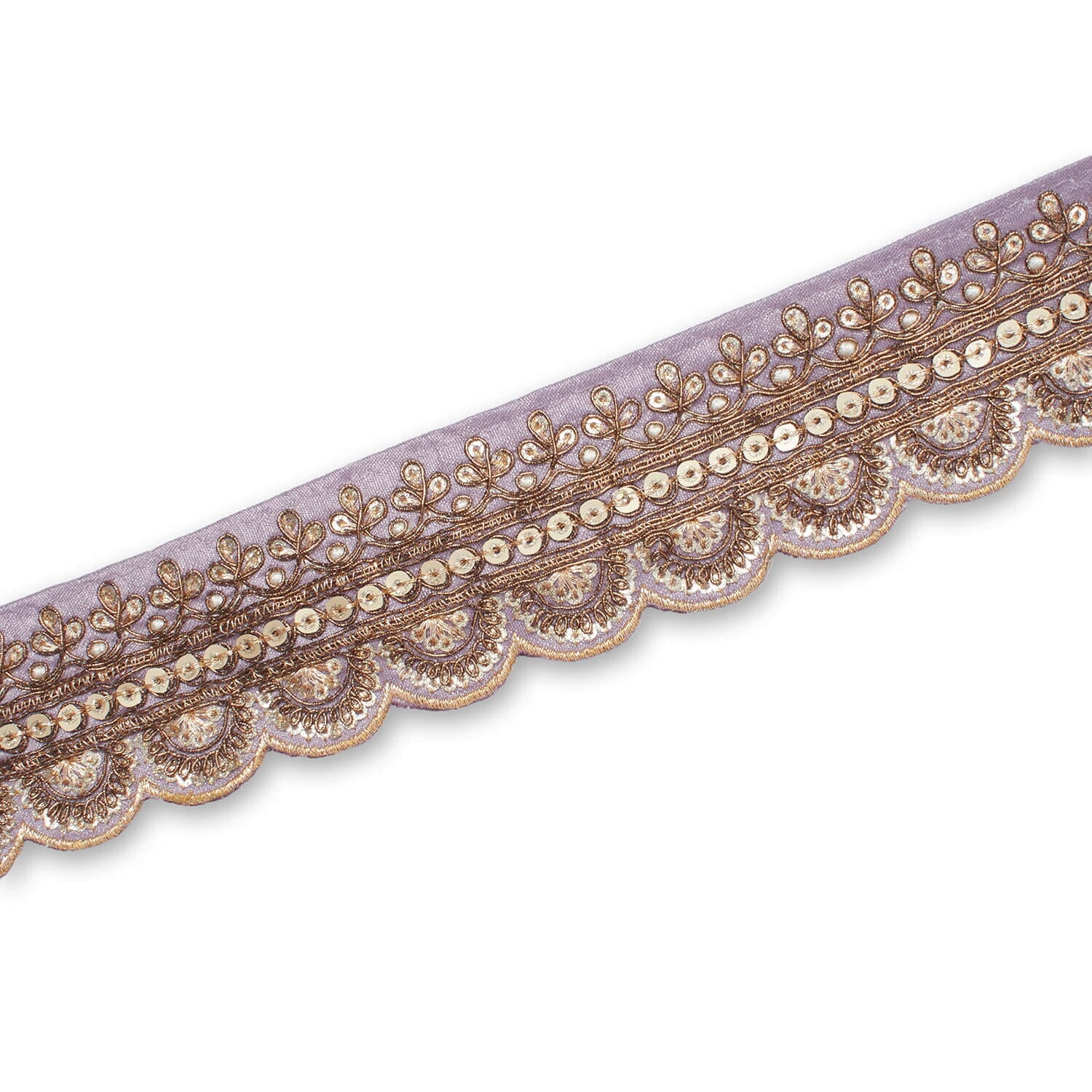 2 Inch Regal Gold Metallic Sequined Cording On Plain Woven Trim By The ...