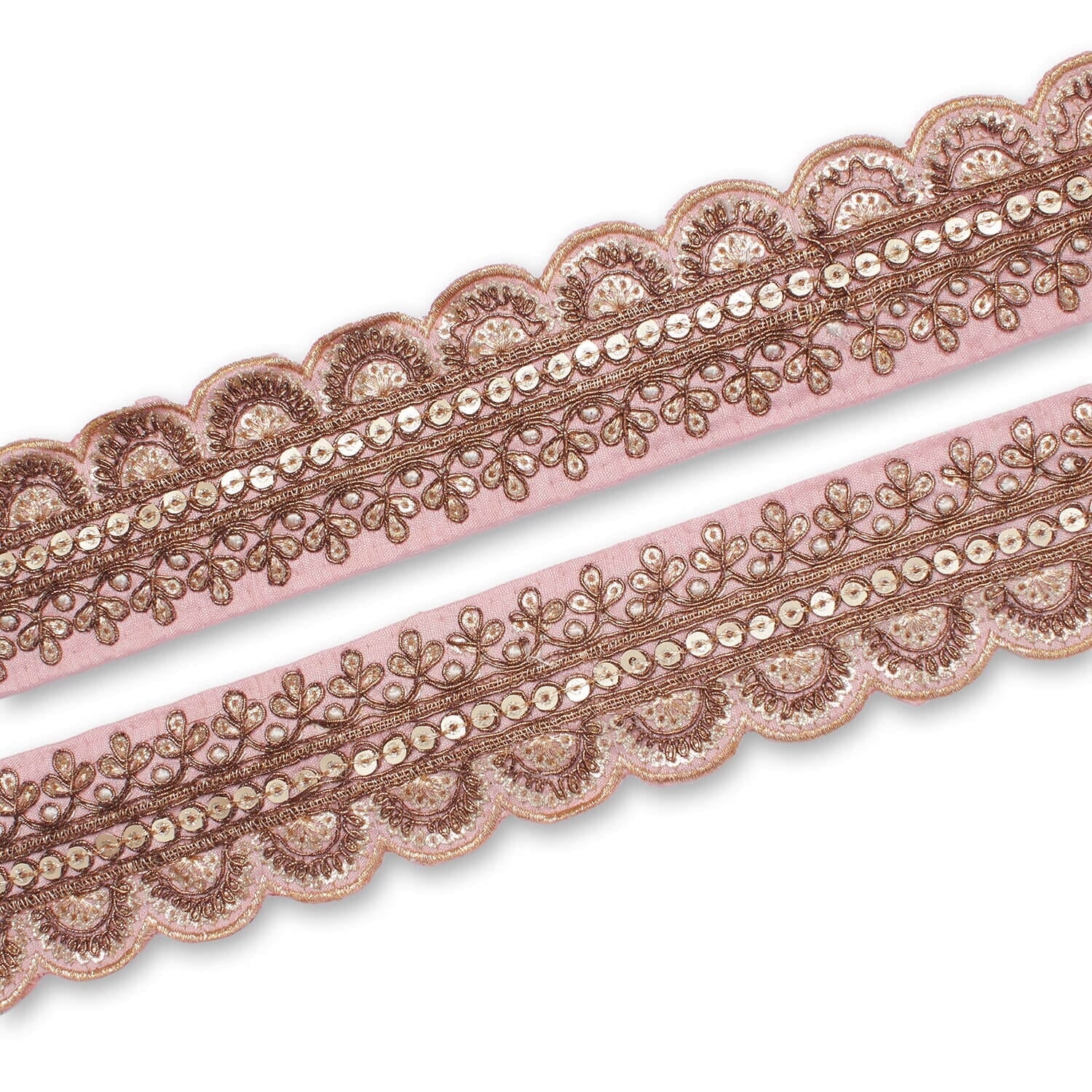 2 Inch Regal Gold Metallic Sequined Cording On Plain Woven Trim By The ...