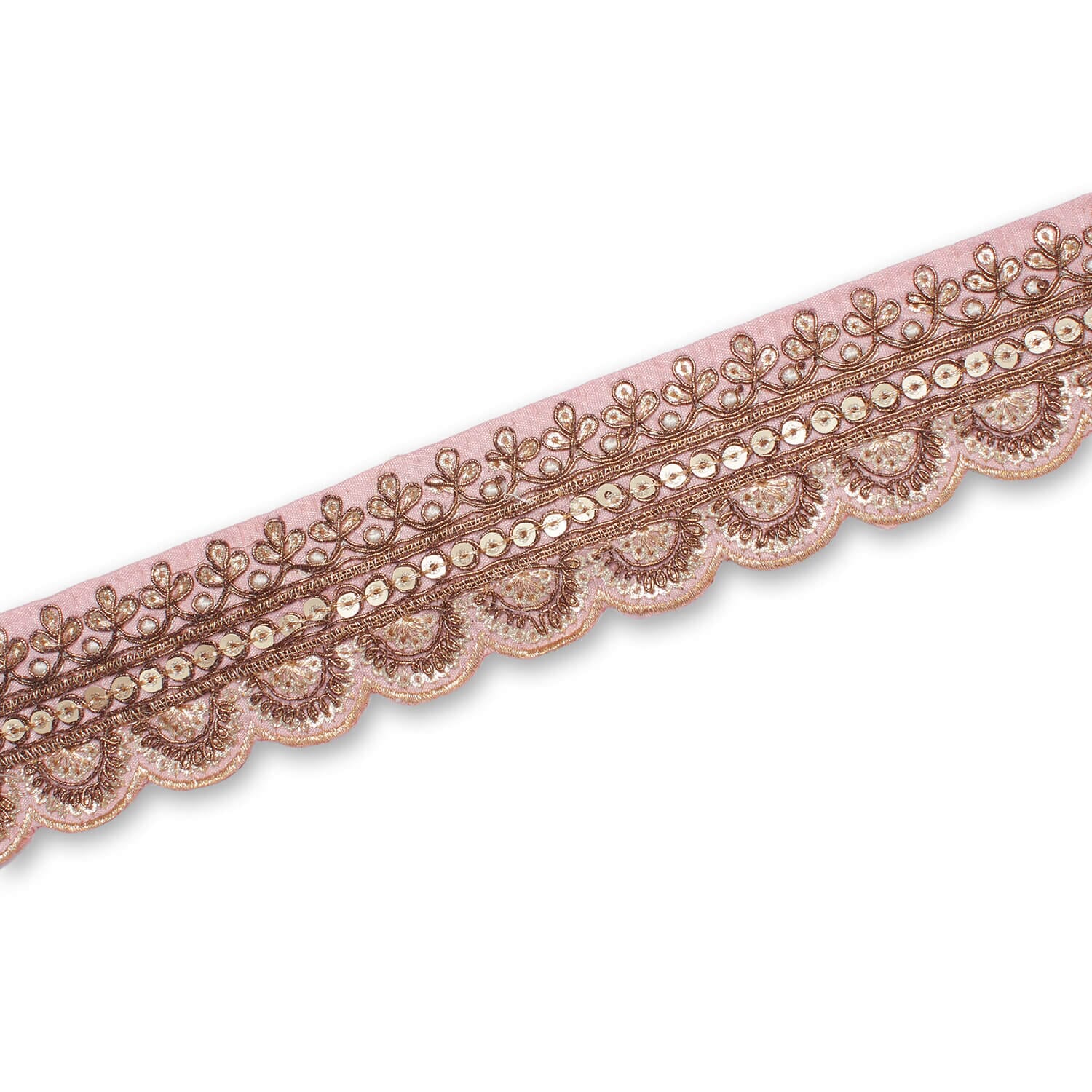 2 Inch Regal Gold Metallic Sequined Cording On Plain Woven Trim By The ...