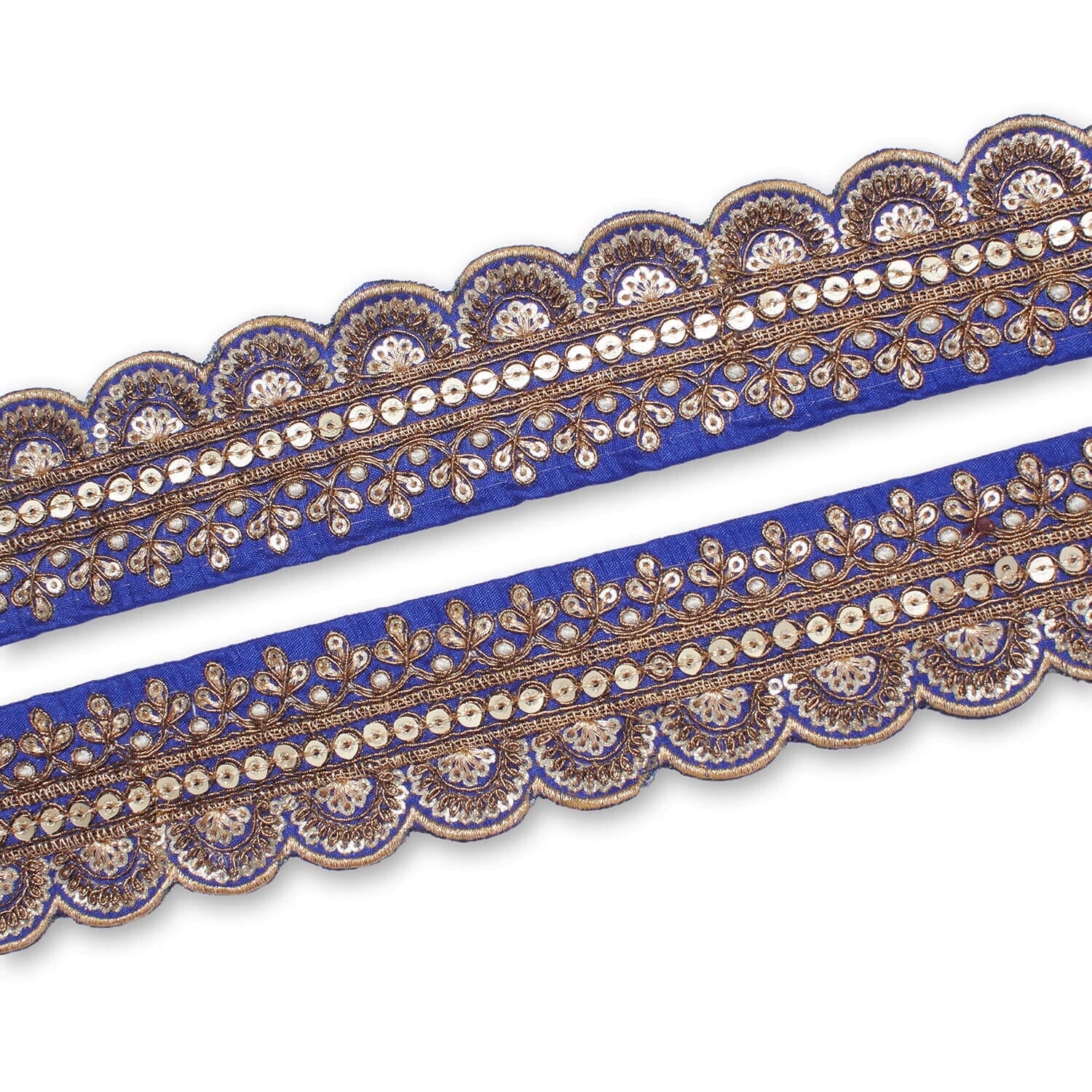 2 Inch Regal Gold Metallic Sequined Cording On Plain Woven Trim By The ...