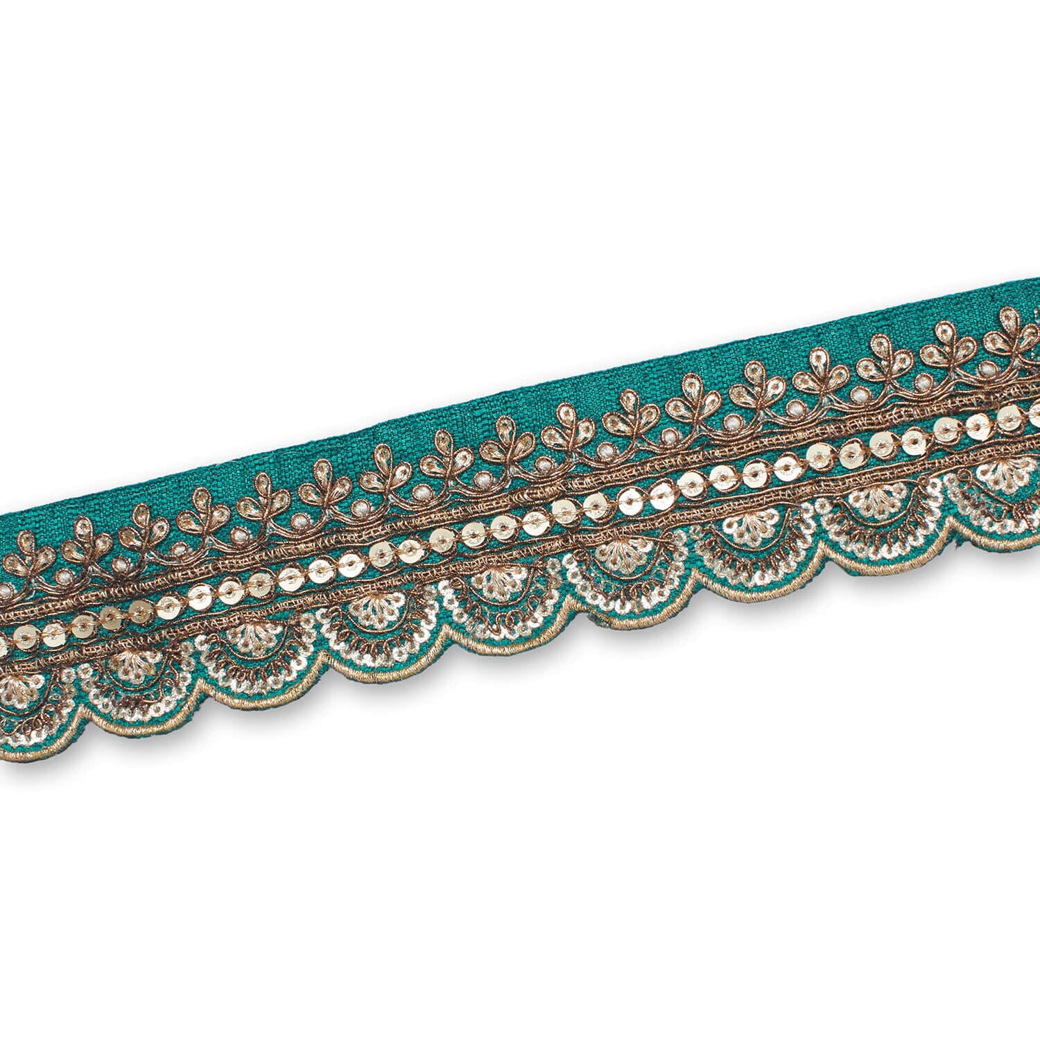 2 Inch Regal Gold Metallic Sequined Cording On Plain Woven Trim For ...